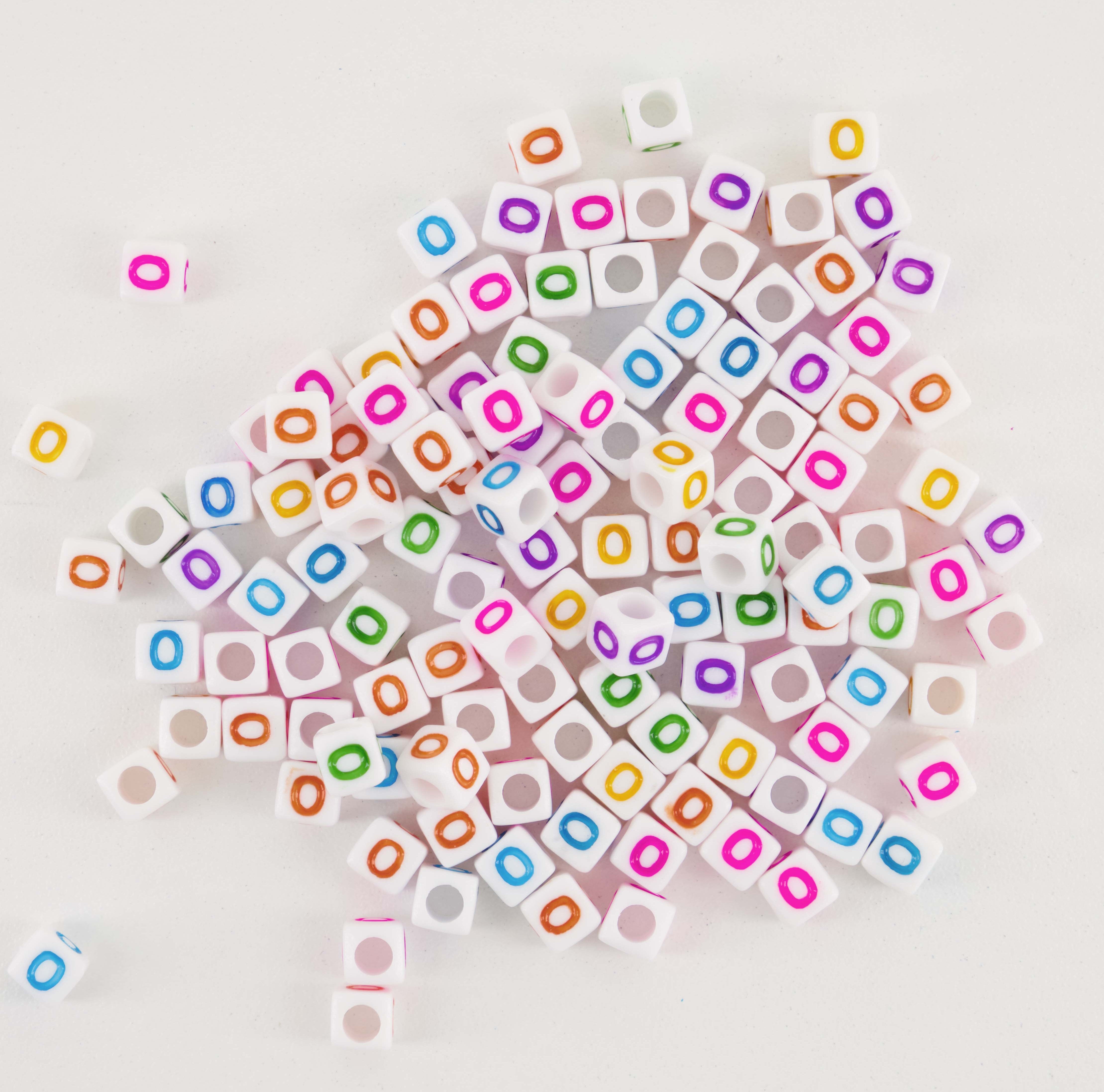 Plastic Beads Letter (O) (Square shaped) (PACKS OF 50,100 & 200 ...